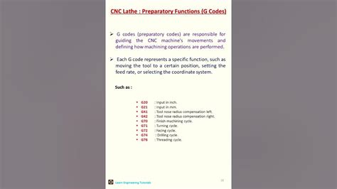 Cnc Lathe G Codes Preparatory Functions Shortsviral Shorts Youtube