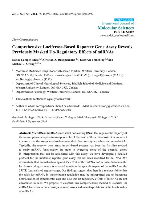 Pdf Comprehensive Luciferase Based Reporter Gene Assay Reveals