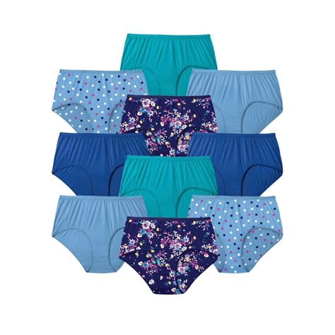 Comfort Choice Womens Plus Size 10 Pack Pure Cotton Full Cut Brief