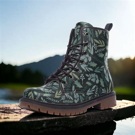 Whimsigoth Combat Boots Mens Leather Boots Witch Shoes T For Wildflower Lover Womens