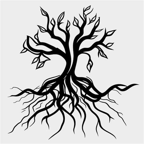 Premium Vector Tree Root Logo Vector Illustration Line Art