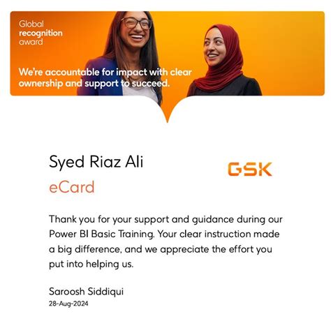 syed riaz ali on linkedin powerbi dataanalytics training globalrecognition teamwork gsk