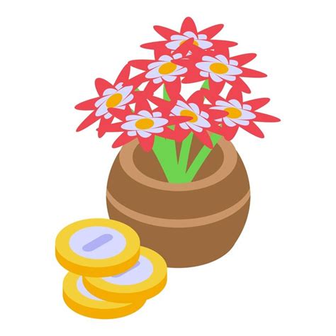 태국 꽃 꽃병 아이콘 흰색 배경에 고립 된 웹 디자인을 위한 태국 꽃 꽃병 벡터 아이콘의 아이소메트릭 프리미엄 벡터