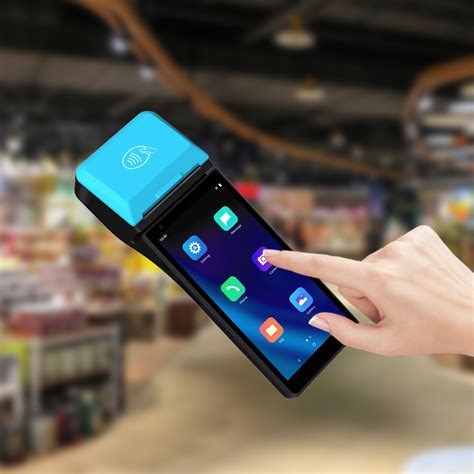 NFC Bluetooth Android Handheld POS Terminal With Mm Printer And Barcode Scanner SIM Card