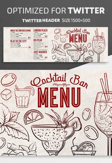 Pastel Illustrated Menu Bar Twitter Premium Social Media Template Psd