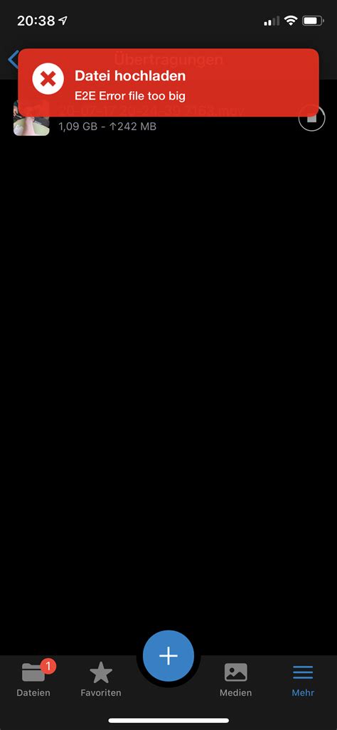 Getting E2e Error File Too Big For 109 Gb File When Uploading From