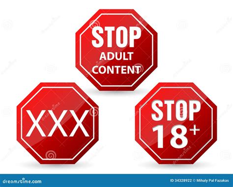 Stop Sign With Adult Content Warnings Stock Vector Illustration Of Internet Nude 34328922