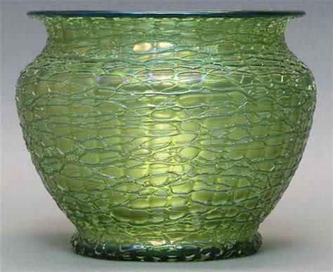 Lot Loetz Crete ChinÉ Vase Urn Form With Threaded Design Against An