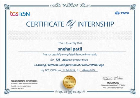 Digitallearning Internshipcompletion Tcsion Snehal Patil