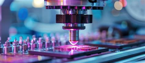 Closeup Of A Microchip Assembly Machine Premium Ai Generated Image