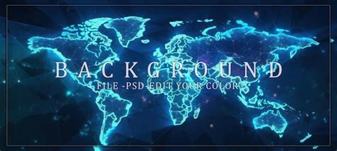 빛나는 선 을 가진 디지털 세계 지도 프리미엄 Ai 생성 Psd