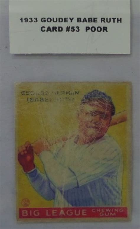 Coachs Corner 1933 Goudey Babe Ruth Baseball Card 53 Poor