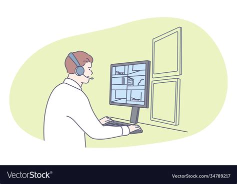 Security Guard Surveillance Protection Police Vector Image