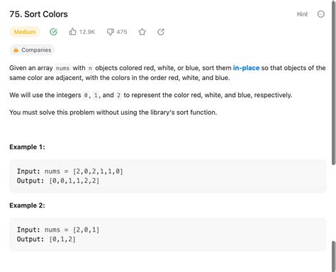 Leetcode 75 Sort Colors