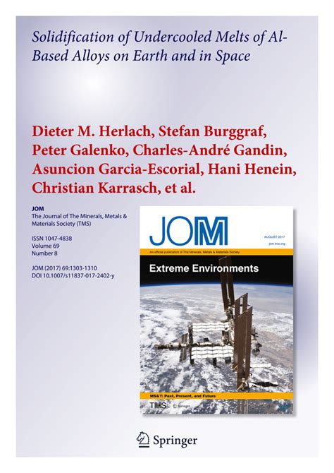 Pdf Anomalous Dendrite Growth In Undercooled Melts Of Al Ni Alloys Tms Annual Meeting