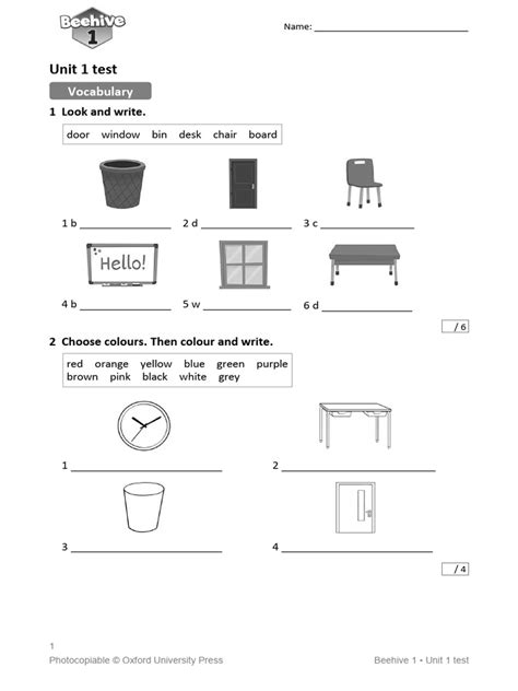Beehive Tests Level 1 Unit Test 1 Pdf
