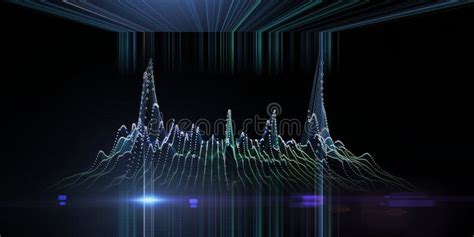 Abstract Background Wireframe Graph With Data Circles And Blurred Lines Technology Wireframe