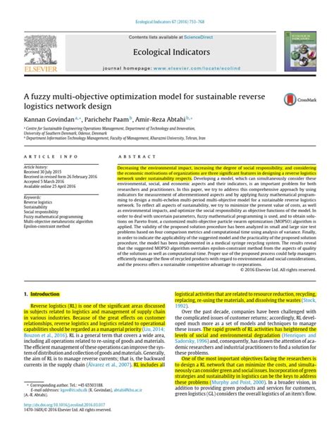 A Fuzzy Multi Objective Optimization Model For Sustainable Reverse Logistics Network Design