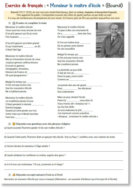Textes à Trous Exercices à Imprimer