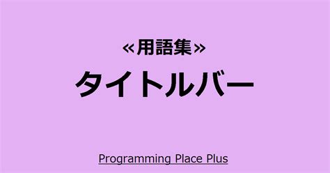 タイトルバー Programming Place Plus 用語集