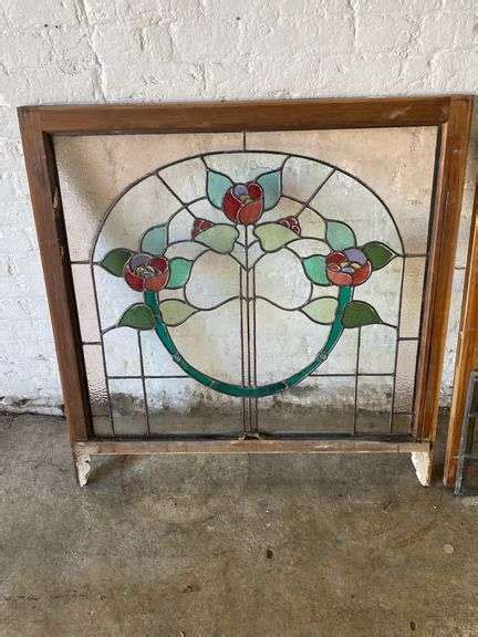 Two X Vintage Leadlight Window Panels Ex Double Hung Windows