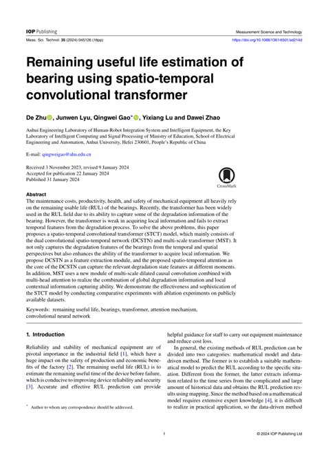 Remaining Useful Life Estimation Of Bearing Using Spatio Temporal