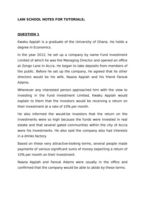 Law School Notes For Tutorials 1 Law School Notes For Tutorials