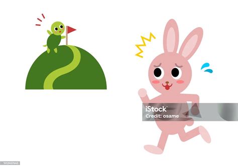 토끼와 거북이의 벡터 일러스트 레이 션 동화 속 캐릭터 토끼와 거북이 경주 토끼와 거북이에 대한 스톡 벡터 아트 및 기타 이미지 토끼와 거북이 출발선 토끼 Istock