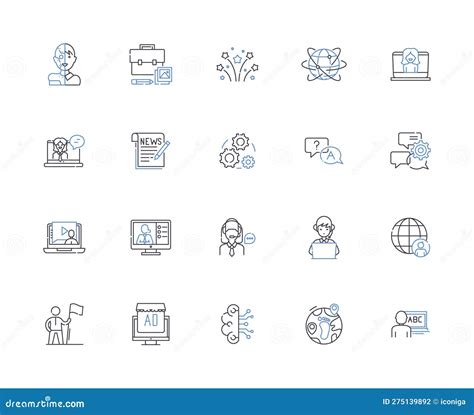 Information Science Outline Icons Collection Information Science Data Analyzing Computing