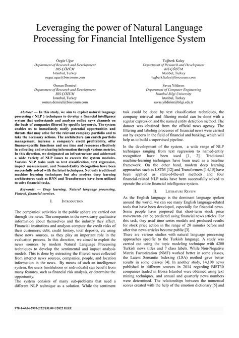 Pdf Leveraging The Power Of Natural Language Processing For Financial Intelligence System
