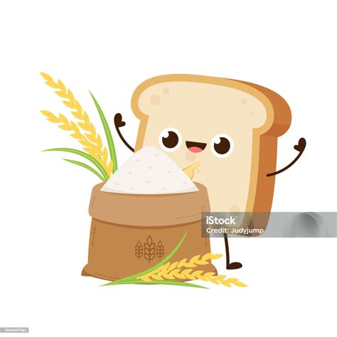 Bread Character Design Bread On White Background Rice Sack Cartoon