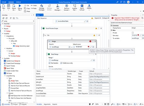 Error With Range Parameter In Read Range Activity When Using String And