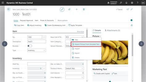 Dynamics 365 Business Central How To Importcreate Item Picture From