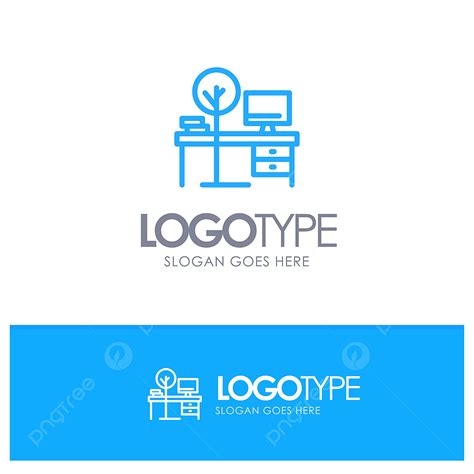 Table Place Vector Design Images Comfort Desk Office Place Table Blue Outline Logo With Place