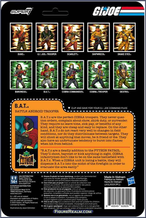 B A T Python Patrol G I Joe ReAction Figures Super7 Action Figure
