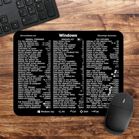 Synerlogic Windows Pc Ultimate Keyboard Shortcut Reference Guide Mousepad Premium