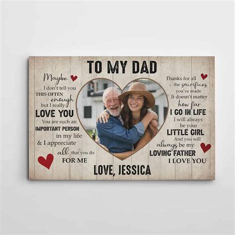 Custom To My Dad Photo Canvas From Daughter 365canvas