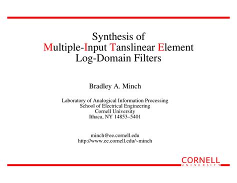 Pdf Synthesis Of Multiple Input Translinear Element Log Domain Filters
