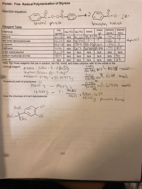 Solved Prelab Free Radical Polymerization Of Styrene