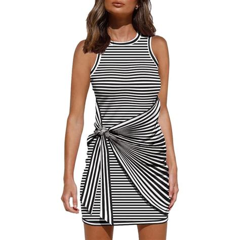 Lillusory Womens Casual Sleeveless Bodycon Beach Tank Ruched Mini