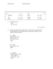 Chem Acids And Bases 2 Docx Chemistry 106 Acids And Bases II A Cid Ka Acid HCOOH 1 7 10 4