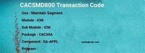 Cacsmd800 Sap Tcode For Maintain Segment