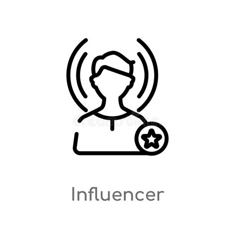 Outline Influencer Vector Icon Isolated Black Simple Line Element Illustration From Blogger And
