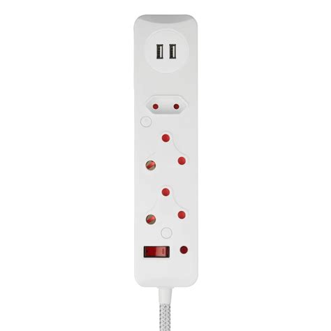 3 Way Surge Protected Multiplug With Usb And Type C 0 5m White