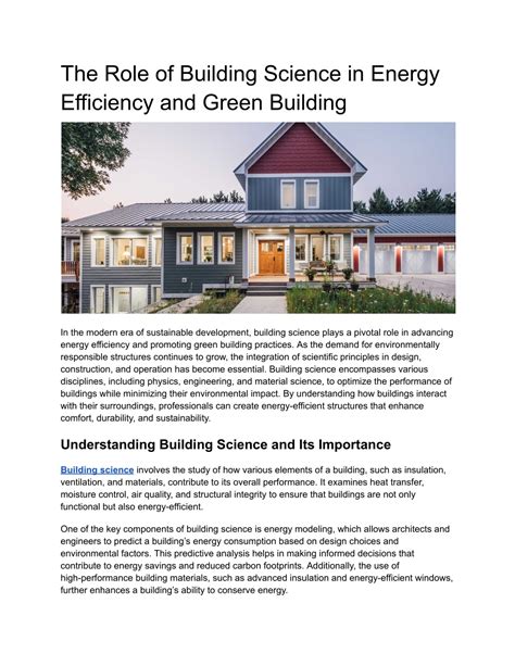 Ppt The Role Of Building Science In Energy Efficiency And Green Building Powerpoint
