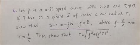 solved be 4 het ß a unit speed curve with so and t7o if ß