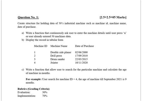 Solved Question No 1 252505 Marks Create Structure