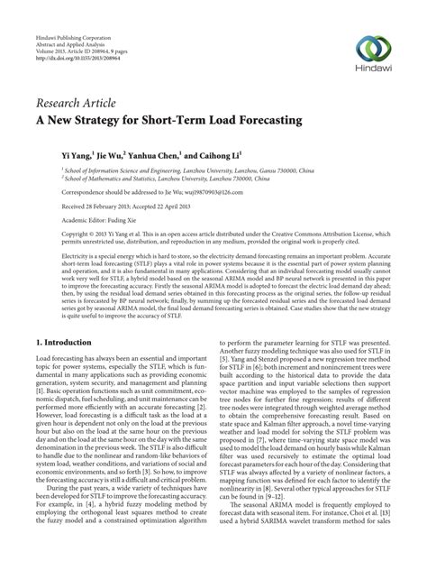 Pdf A New Strategy For Short Term Load Forecasting