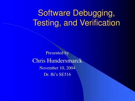 Ppt Software Debugging Testing And Verification Powerpoint