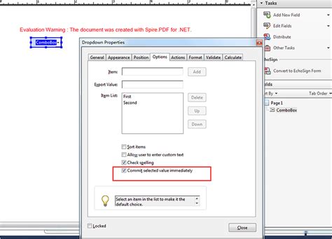 Set Commit Selected Value Immediately Property For Combobox Field And Listbox Field